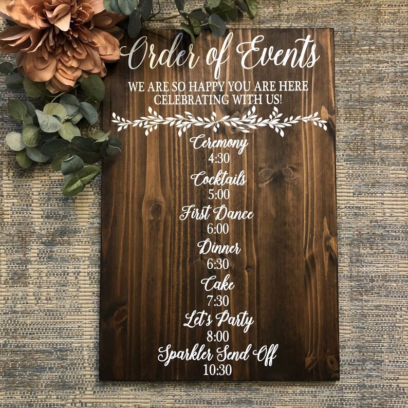 Wedding Day Events Sign Ceremony Order of Events Sign Best - Etsy