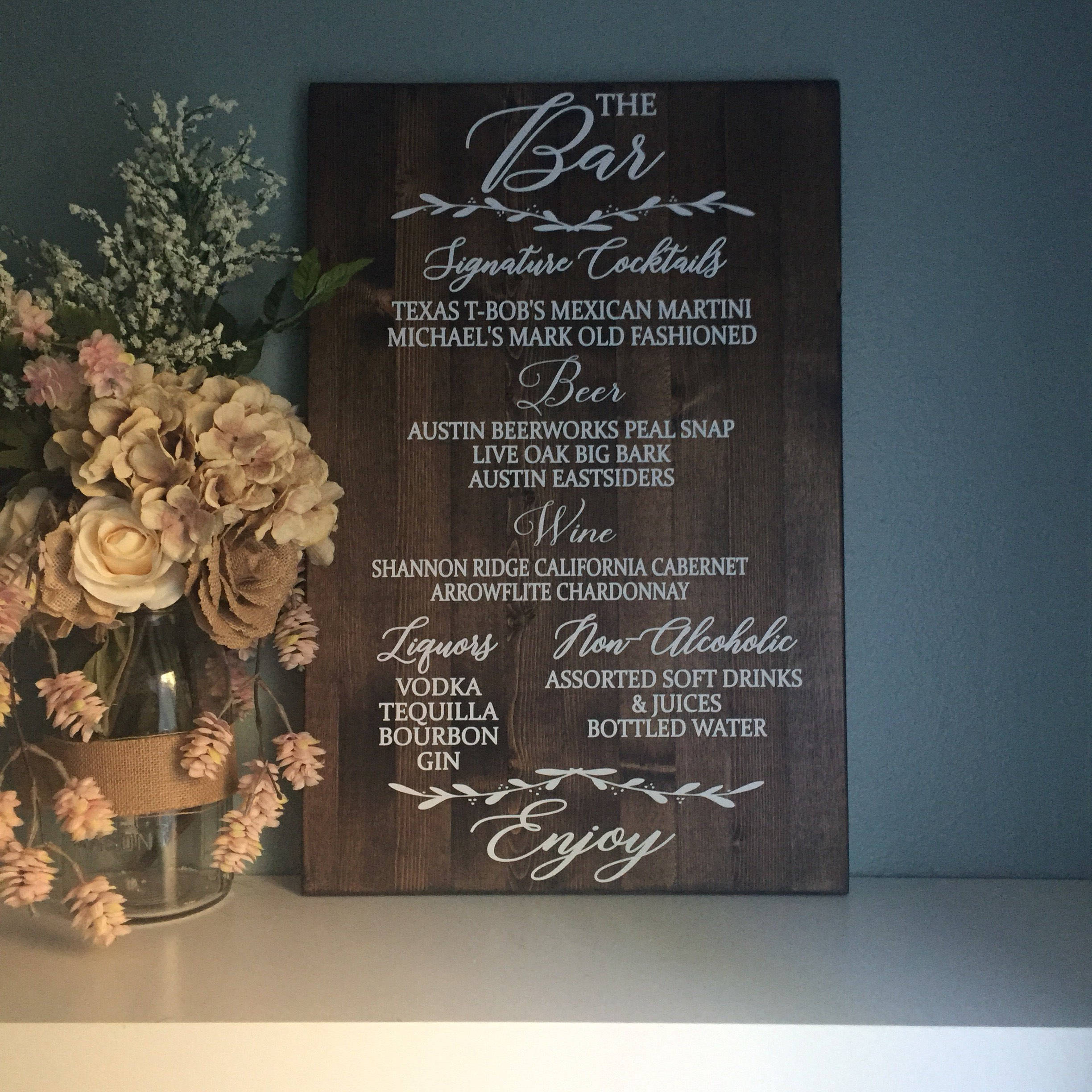 Wedding Menu Sign Drinks and Bar Menu / Rustic Wood Wedding Sign ...