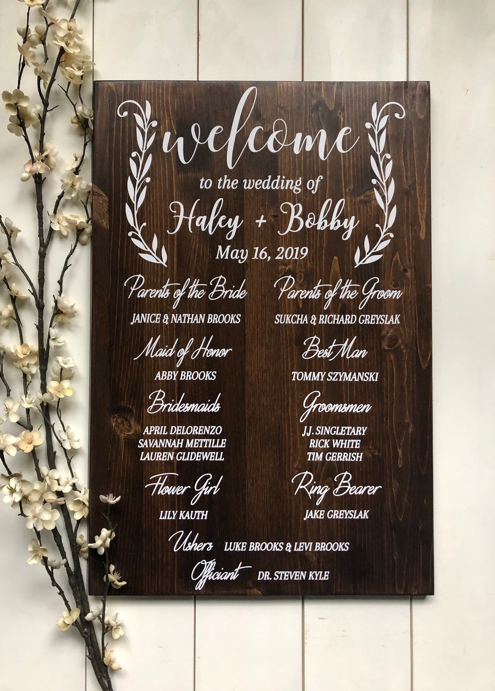 Bridal Party Sign Wedding Program Sign wedding Welcome Sign - Etsy Canada