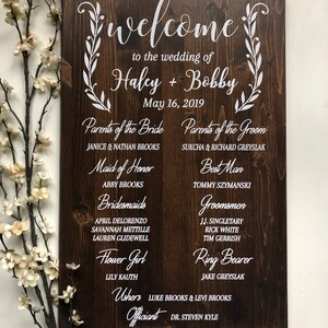 Bridal Party Sign | Wedding Program Sign |wedding Welcome Sign ...
