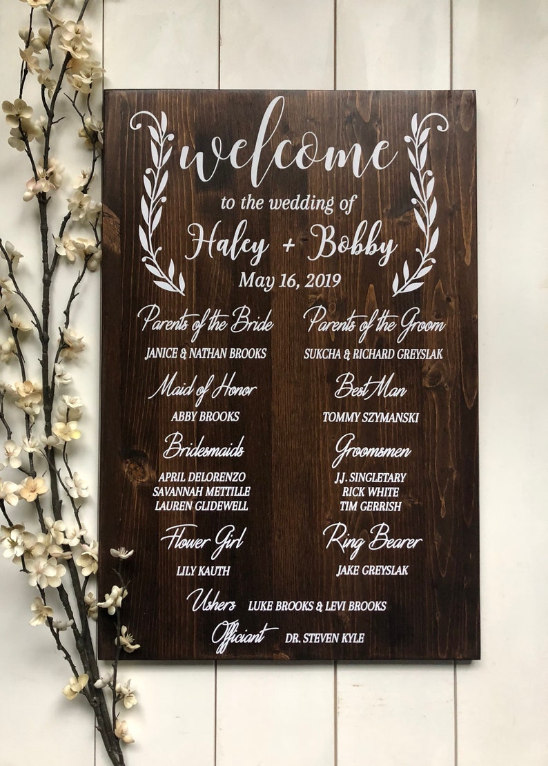 Bridal Party Sign Wedding Program Sign wedding Welcome Sign - Etsy Canada