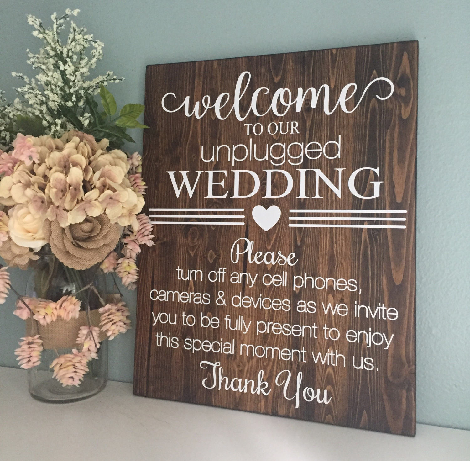 Unplugged Wedding Sign / Wood Wedding Welcome Sign / Rustic Wood ...