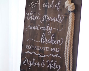 Wedding Cord of Three Strands Ceremony Cross Natural Wood & Rope Unity ...