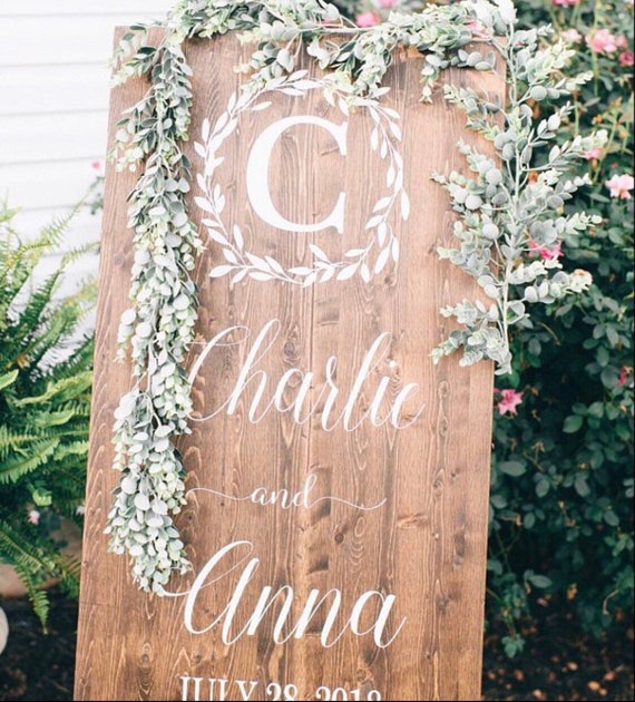 Wedding Welcome Sign Wedding Entrance Sign Laurel Wreath - Etsy