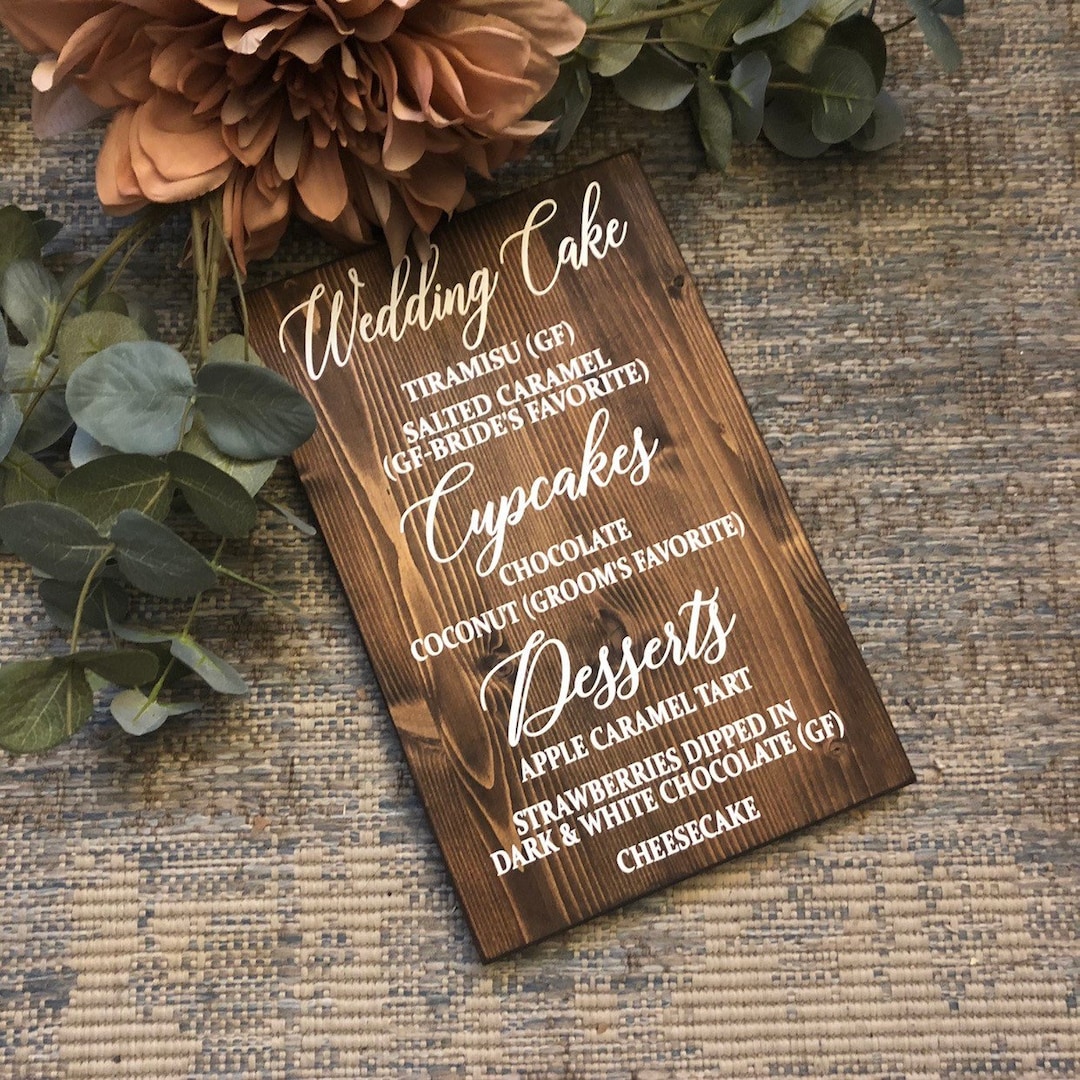 Wedding Menu Sign | Cookie Menu | Dessert Menu | Rustic Wedding Decor ...