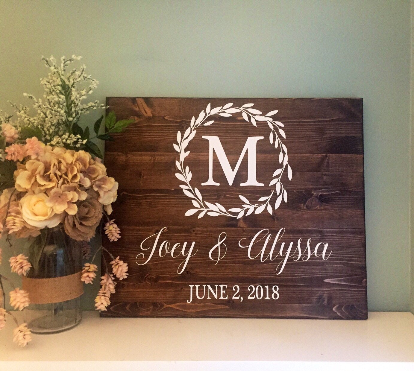 Wedding Welcome Sign, Wedding Entrance Sign, Laurel Wreath Wedding Name ...