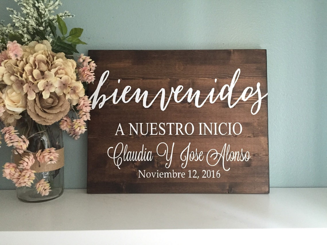 Rustic Wedding Welcome Sign / Spanish Wedding Welcome Sign / - Etsy