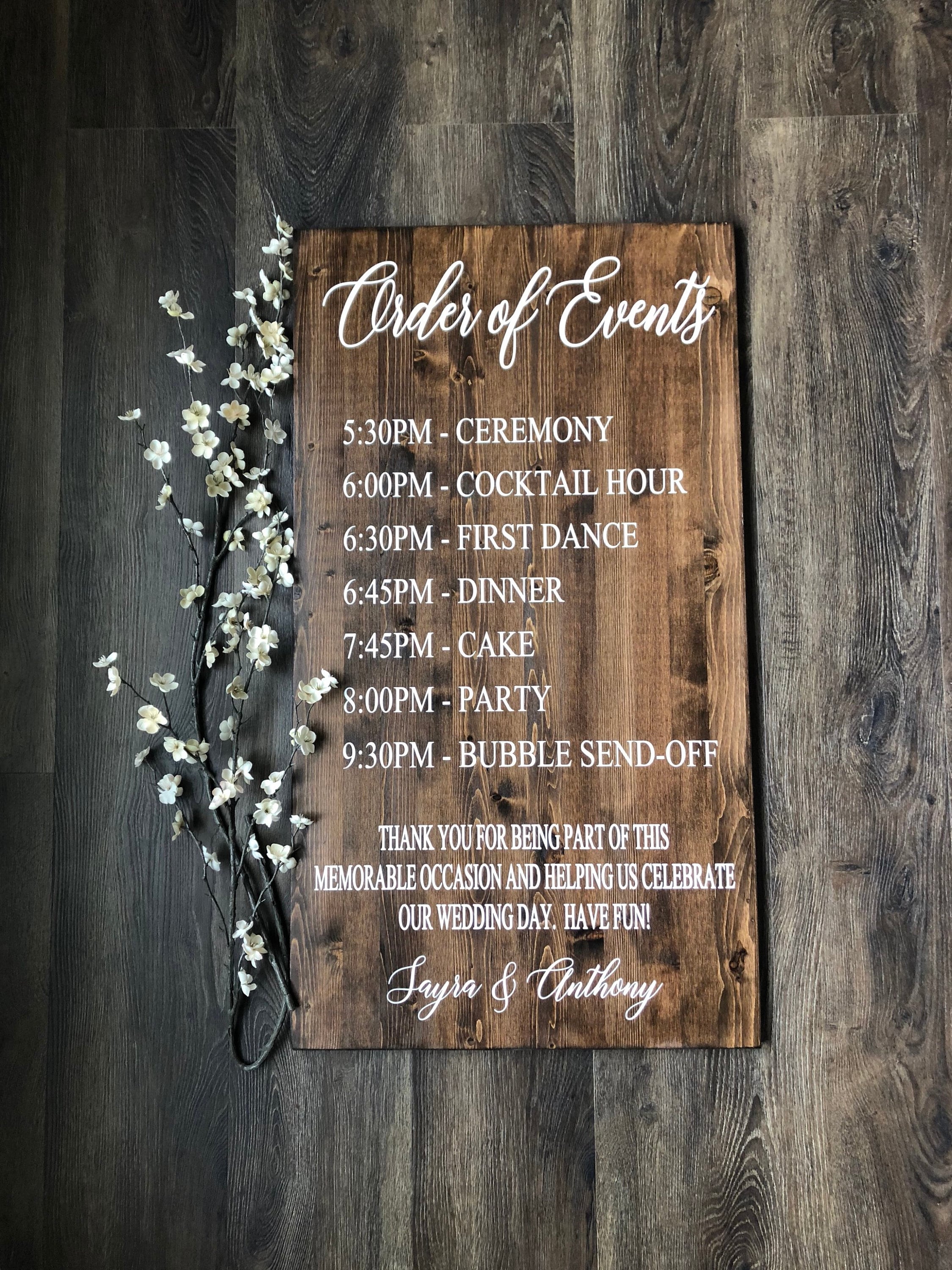 Order Of Events Wedding Day Sign Rustic Ceremony Events Sign Best Day 