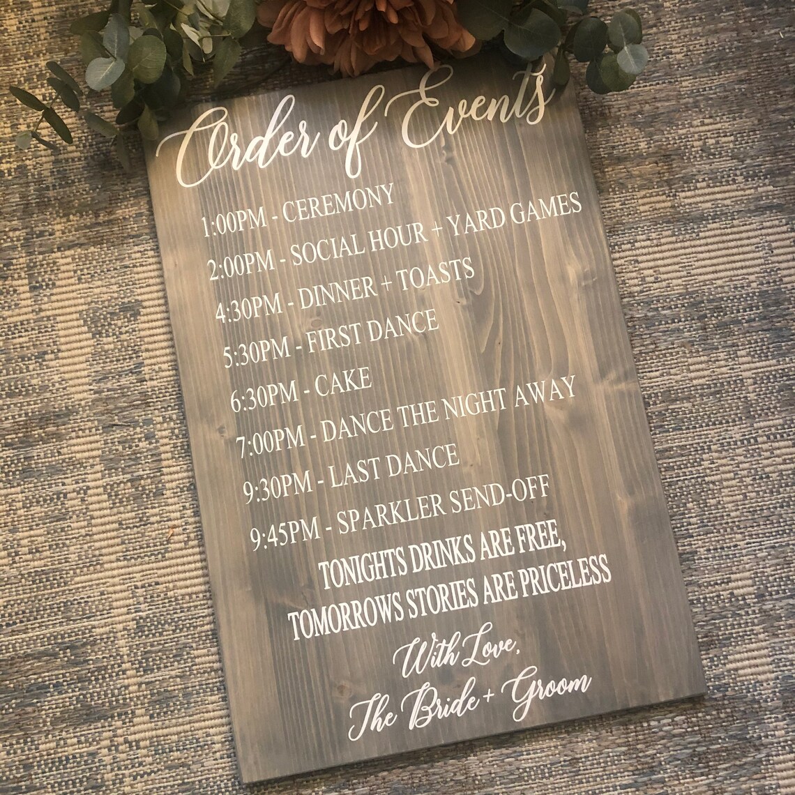Order of Events Wedding Day Sign Rustic Ceremony Events Sign - Etsy