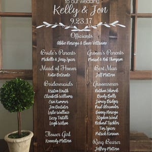 Wedding Program Sign | Bridal Party Sign | Alternative Wedding Program ...