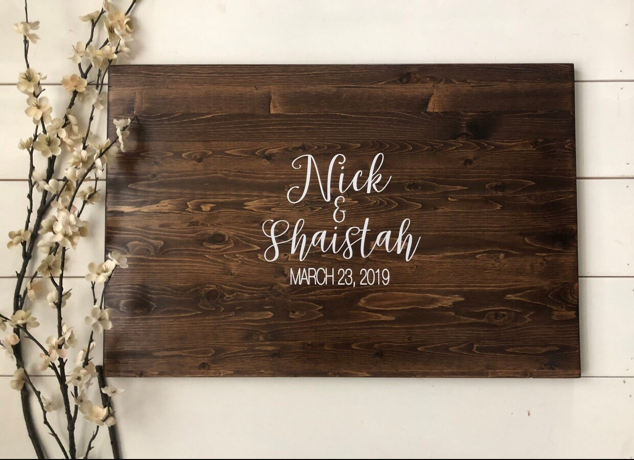 Rustic Wedding Guest Book Alternative /Calligraphy Name Design/Rustic ...