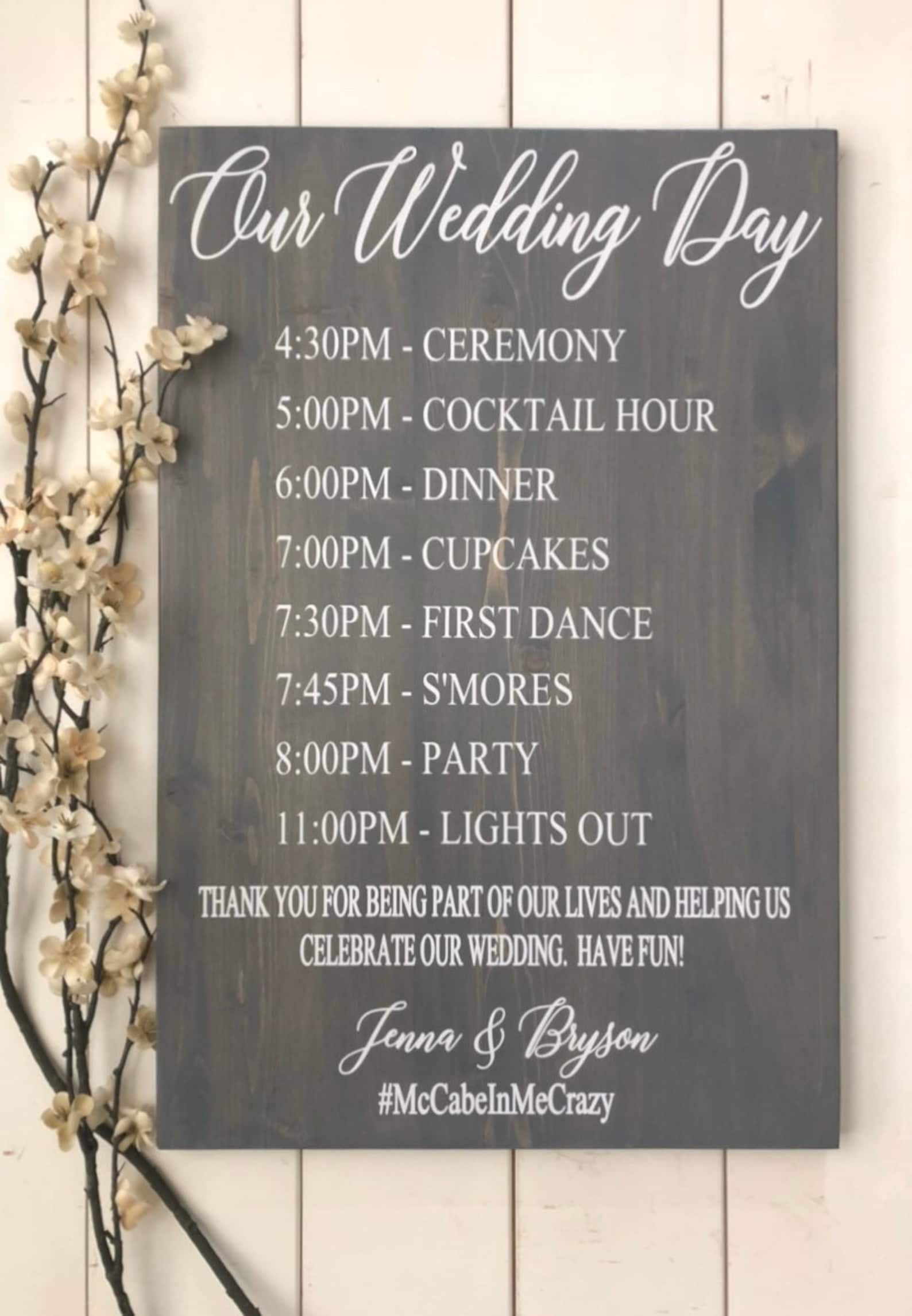 Order of Events Wedding Day Sign, Rustic Ceremony Events Sign, Best Day ...