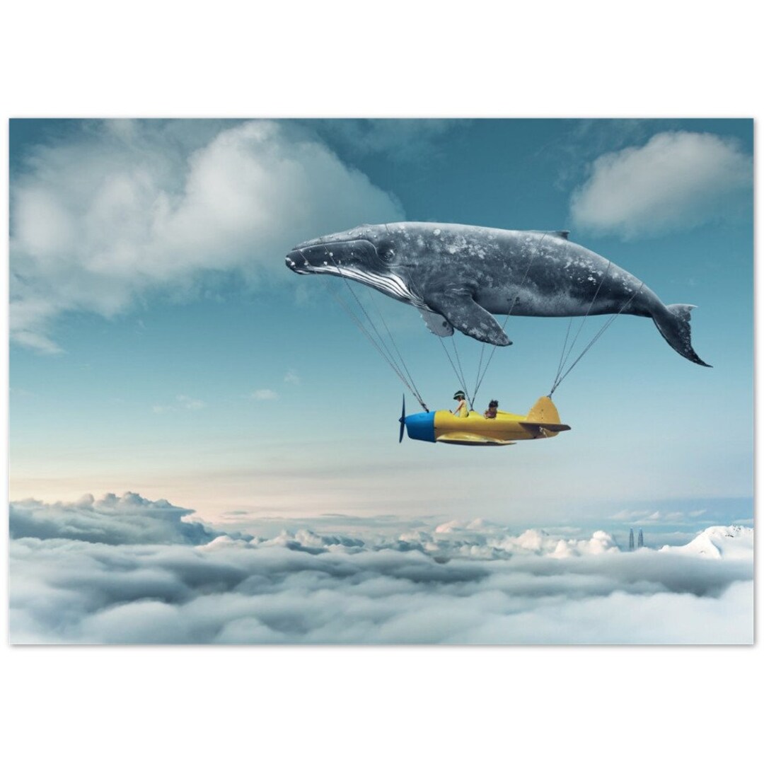 Fantasy Hot Air Balloon Whale & Plane Classic Semi-glossy - Etsy