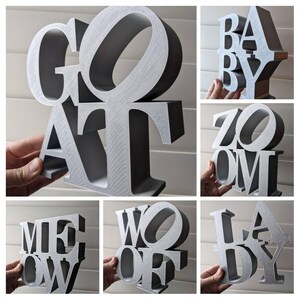 CUSTOM Sign Choose Any 4 Letter Word, Size and Color | 3D Printed Pop ...