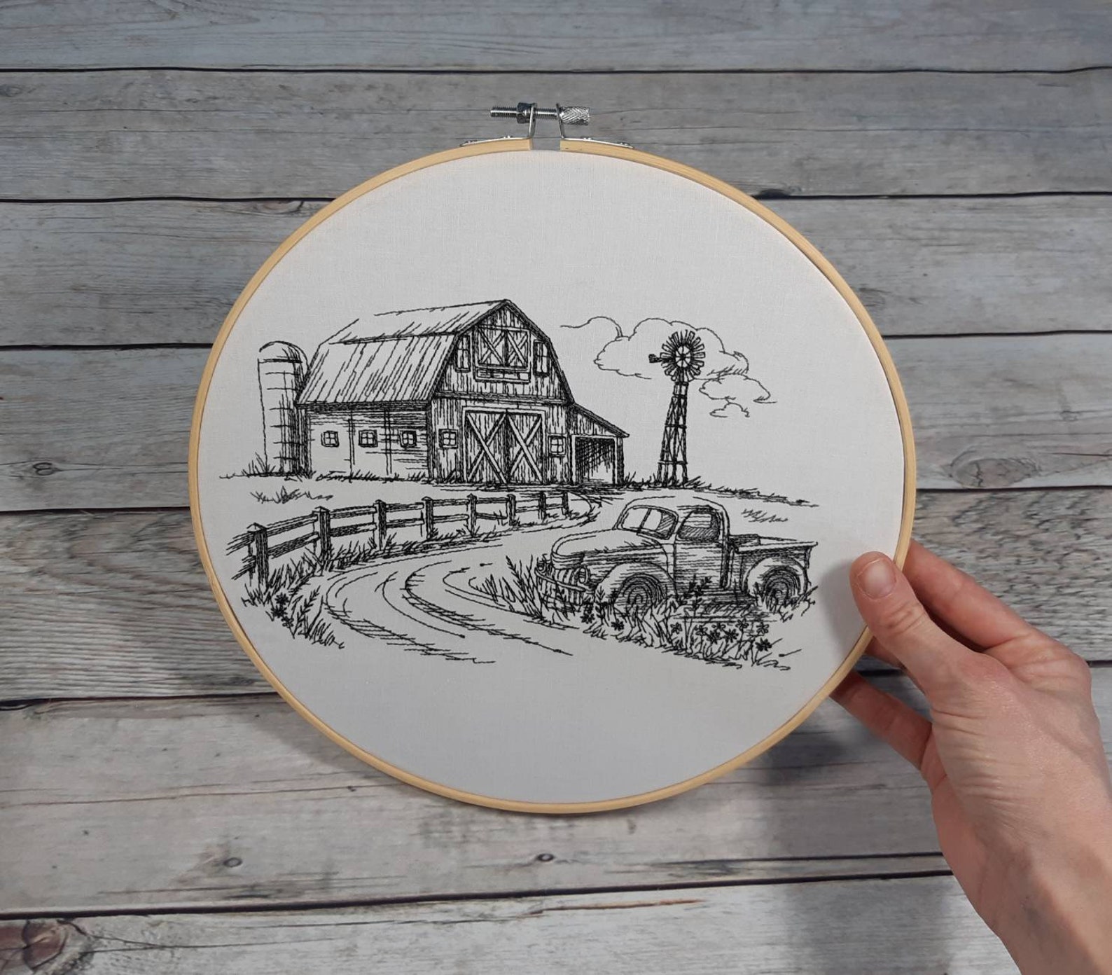 Finished Embroidery Embroidered Barn Scene 10 Inch Hoop - Etsy