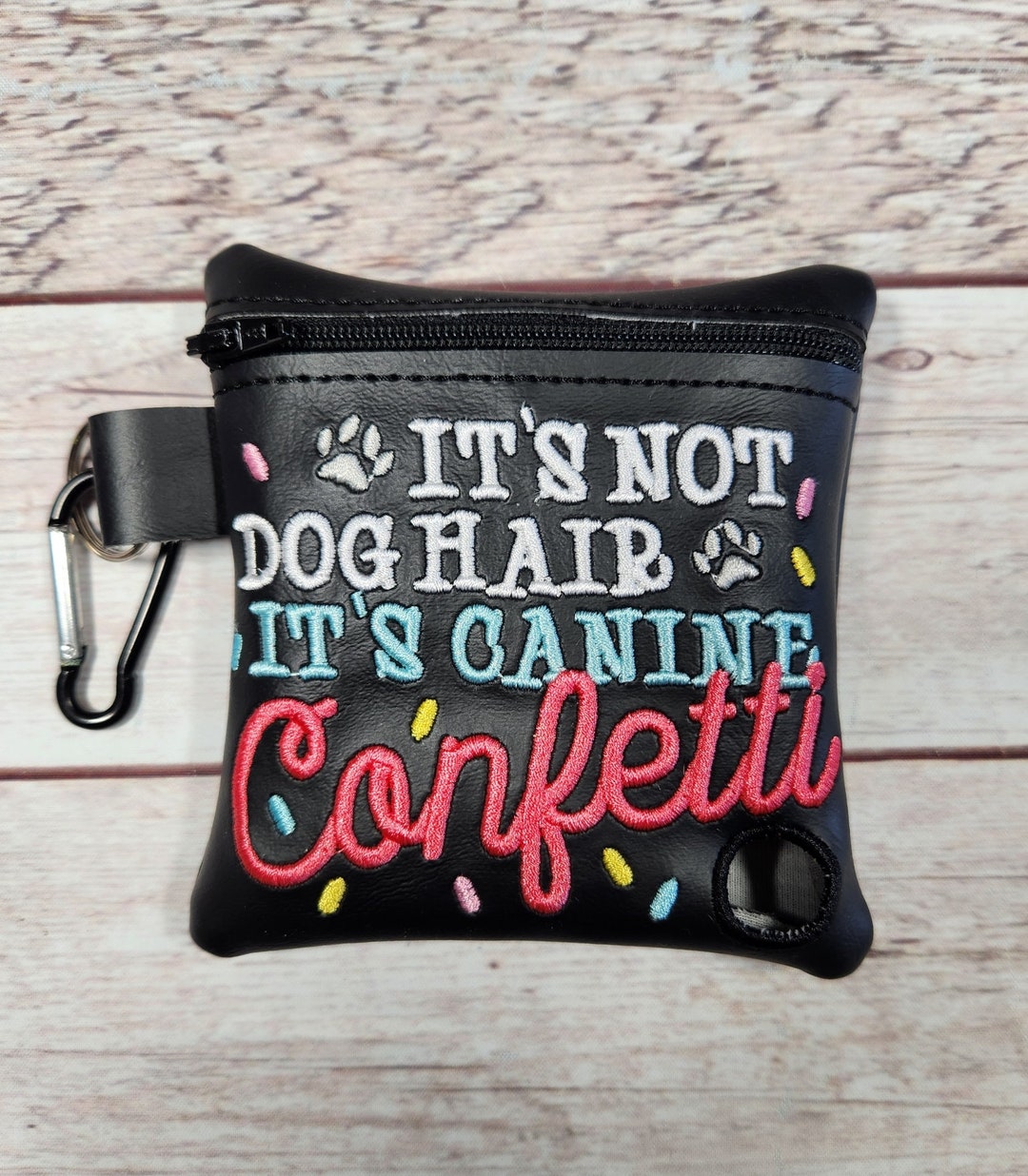 Canine Confetti Vinyl Poop Bag Holder, Zipper Pouch, Dog Walking Bag ...