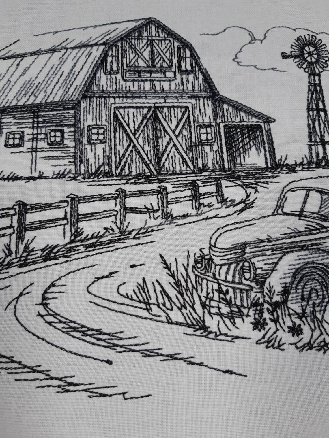 Finished Embroidery Embroidered Barn Scene 10 Inch Hoop - Etsy