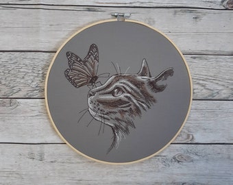 Cat Embroidery Hoop Art - Etsy