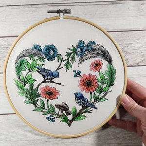 Bird Finished Embroidery, Spring Wall Decor, Embroidered Wall Hoop Art ...