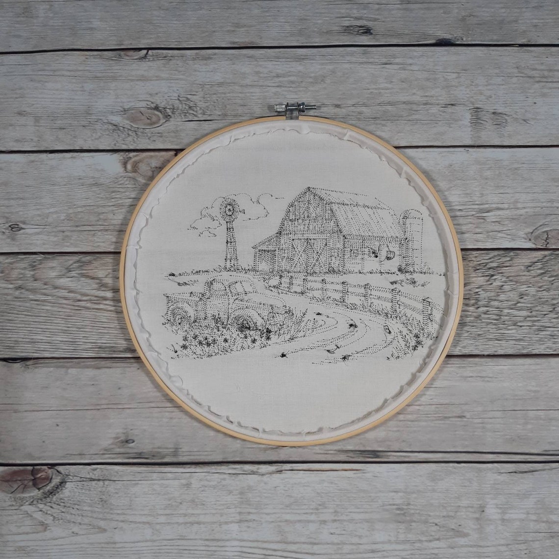 Finished Embroidery Embroidered Barn Scene 10 Inch Hoop - Etsy
