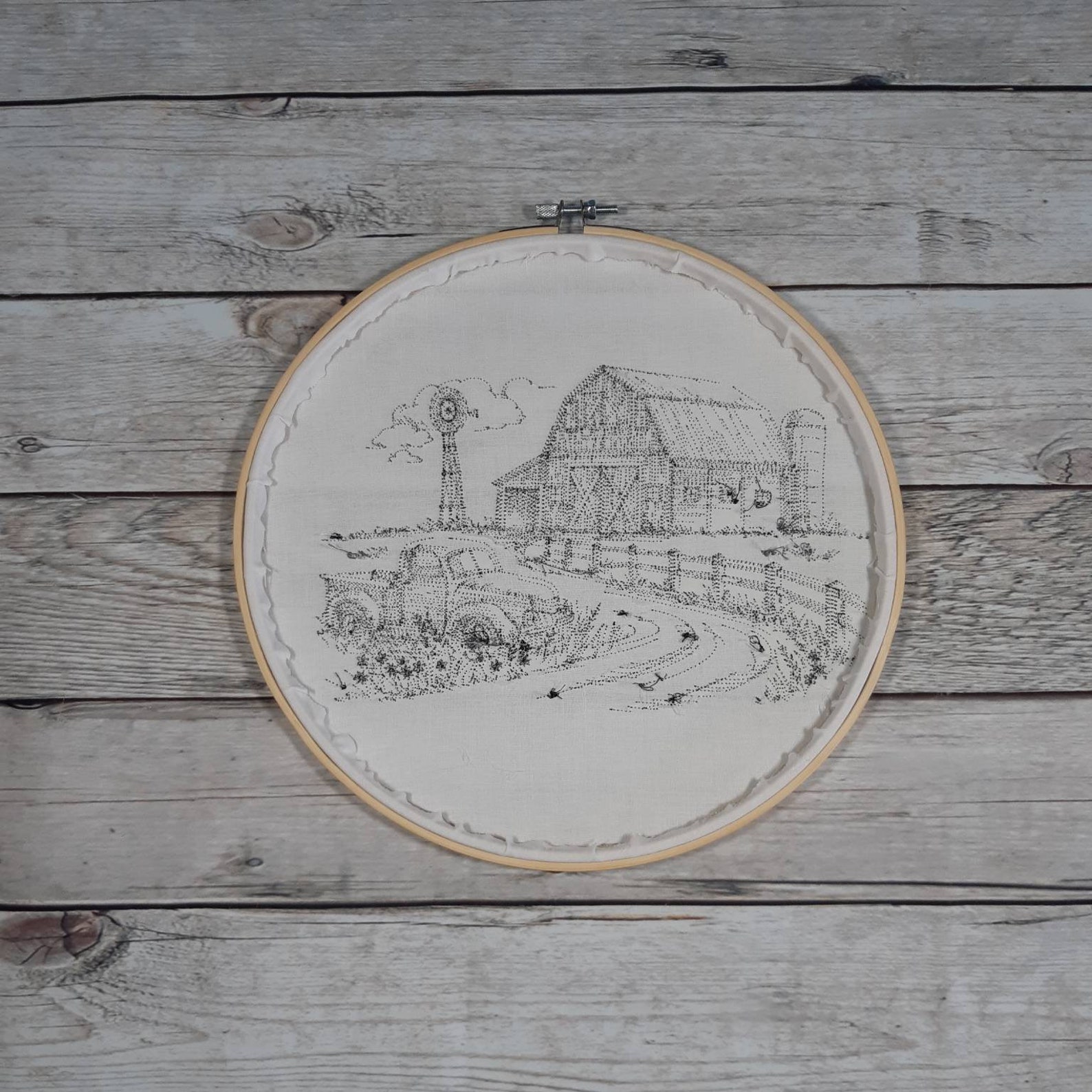 Finished Embroidery Embroidered Barn Scene 10 Inch Hoop - Etsy