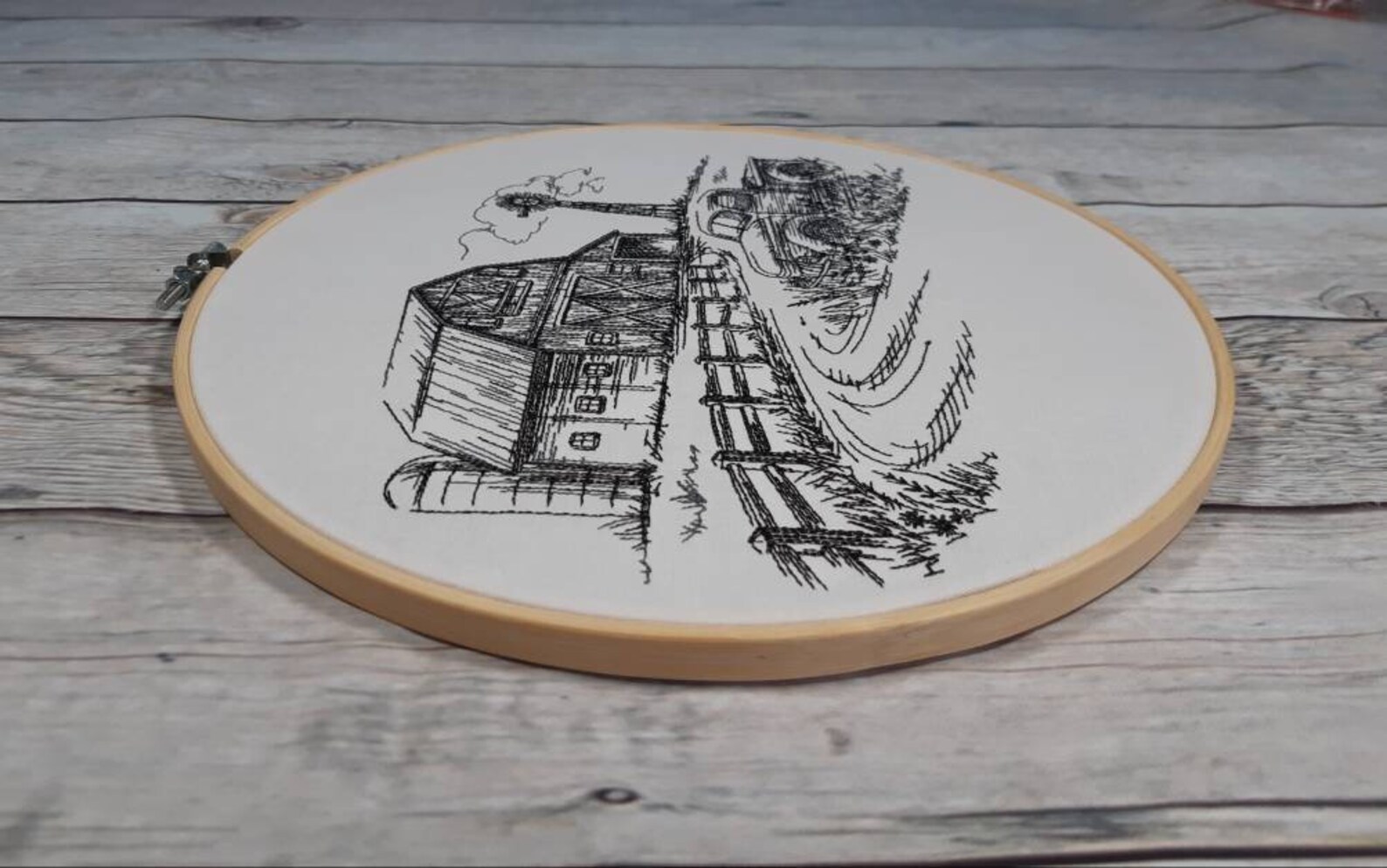 Finished Embroidery Embroidered Barn Scene 10 Inch Hoop - Etsy