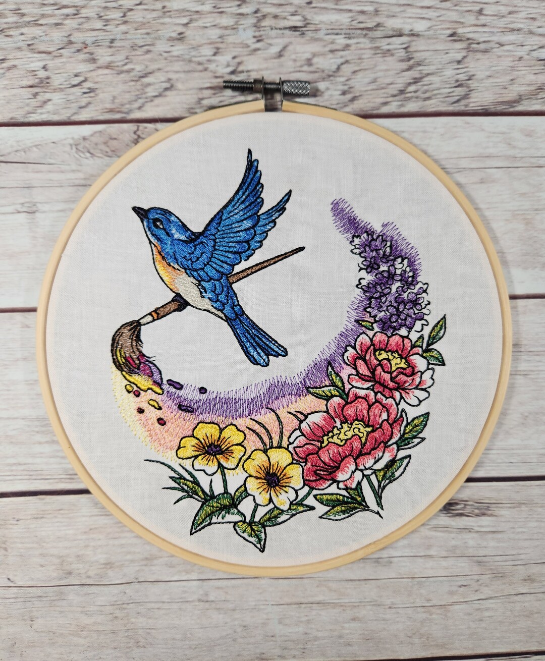 Bird Finished Embroidery, Spring Wall Decor, Embroidered Wall Hoop Art ...