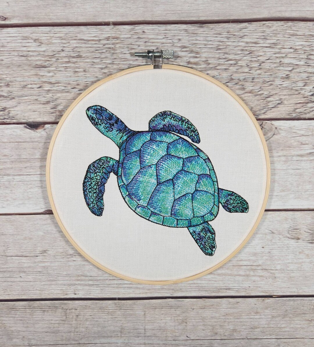 Ready to Hang, Sea Turtle Wall Decor, Finished Embroidery, Turtle Decor ...