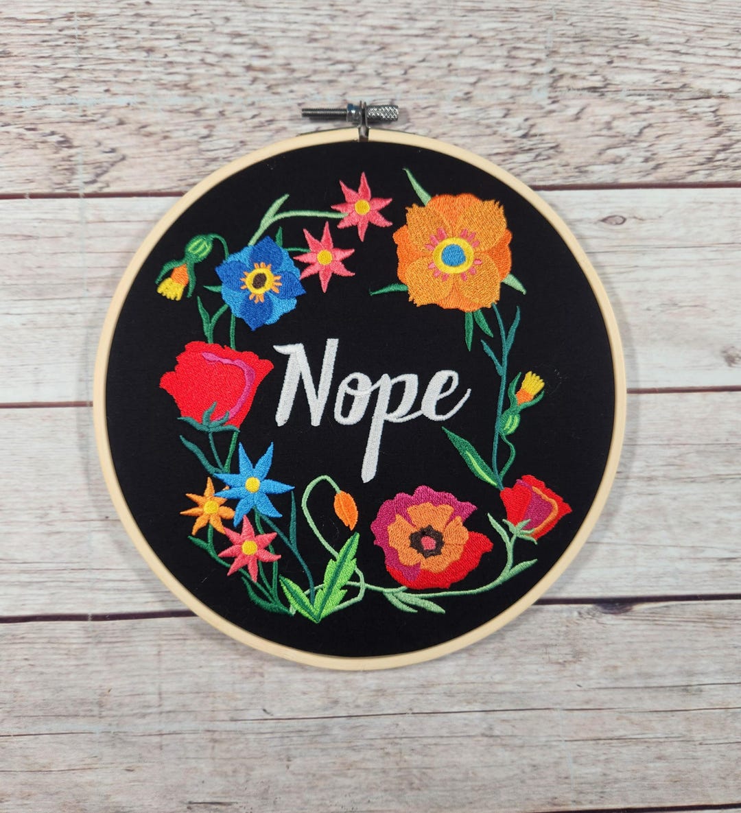 Funny Wall Decor, Nope Embroidered Hoop Art, 8 Inch Hoop, Finished ...