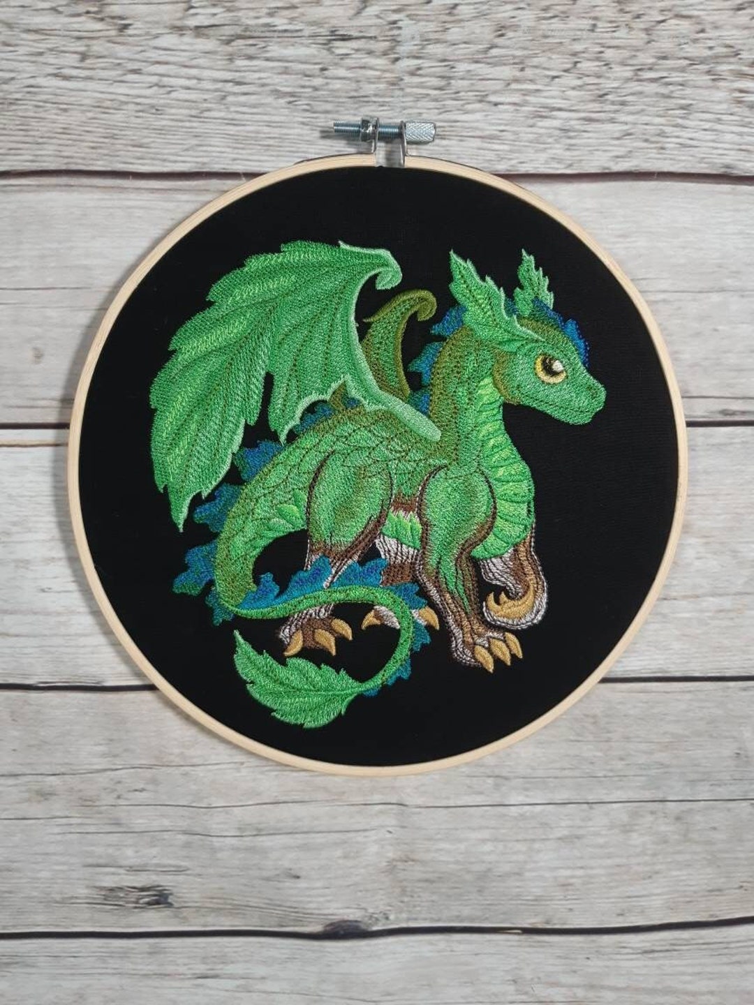 Finished Embroidery, Dragon Wall Decor, Embroidered Wall Art, 8 Inch ...