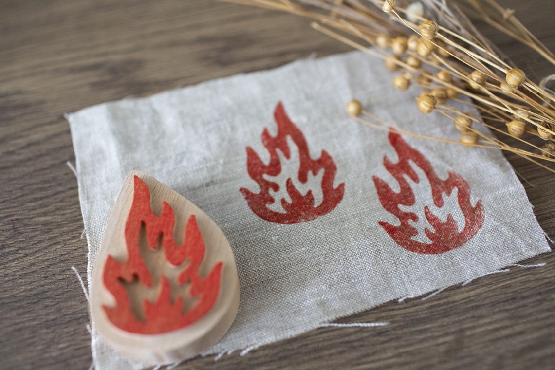 Fabric Stamp Fire Stamp Block Printing Stamp Wooden Stamp | Etsy