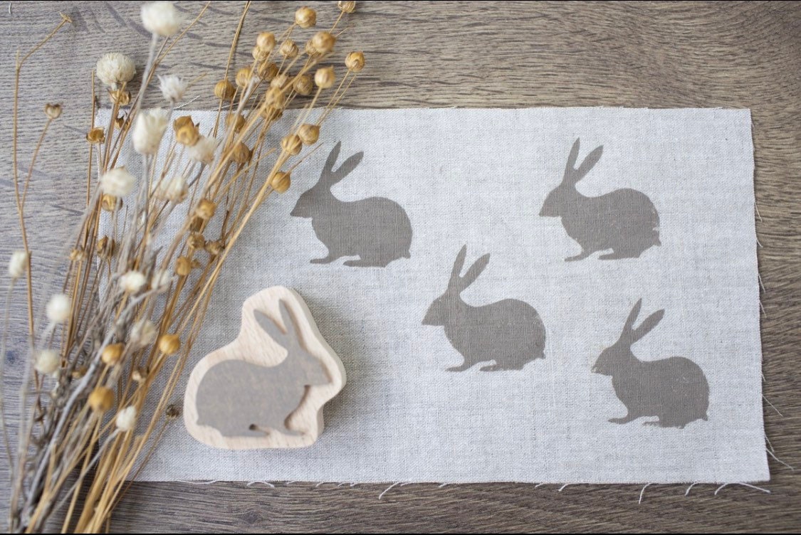 Fabric Stamp Rabbit Print Rabbit Stamp Cute Stamp Wooden - Etsy