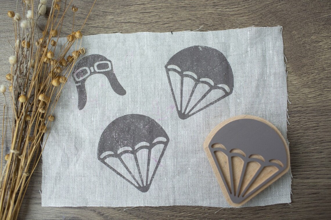 Parachute Stamp Parachute Print Wooden Stamp Fabric Stamp - Etsy
