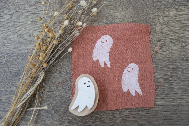 Halloween Stamp Wooden Ghost Stamp Cute Ghost Fabric Stamp - Etsy