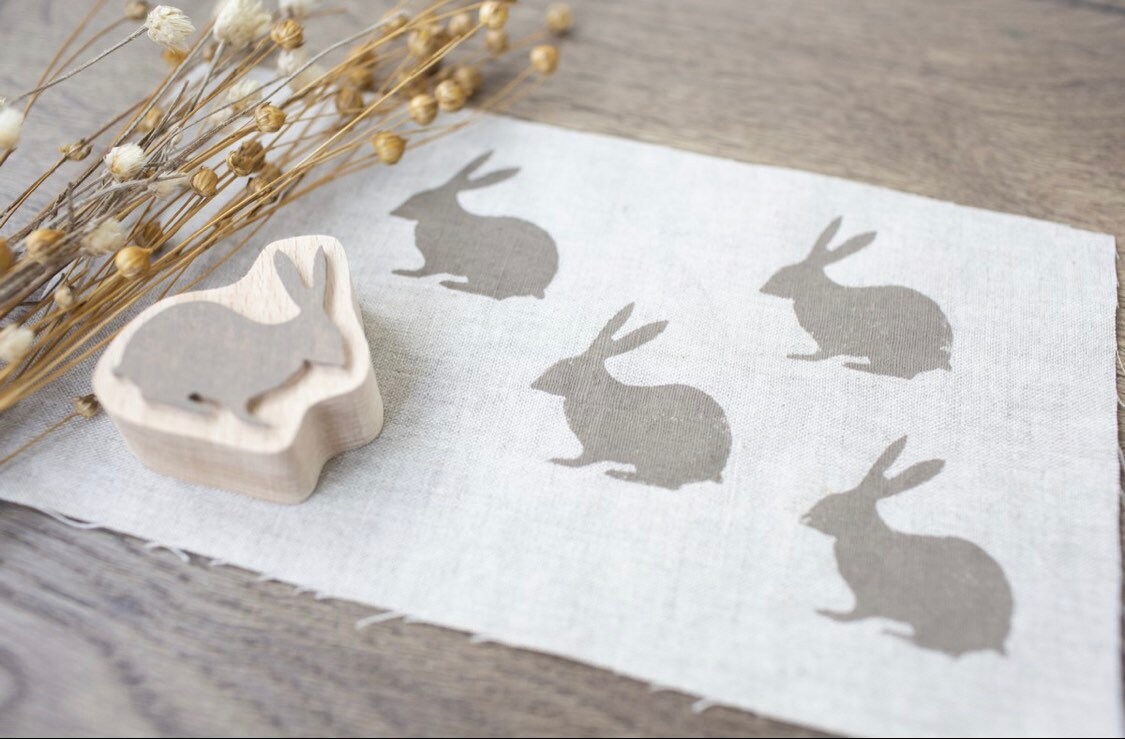 Fabric Stamp Rabbit Print Rabbit Stamp Cute Stamp Wooden - Etsy
