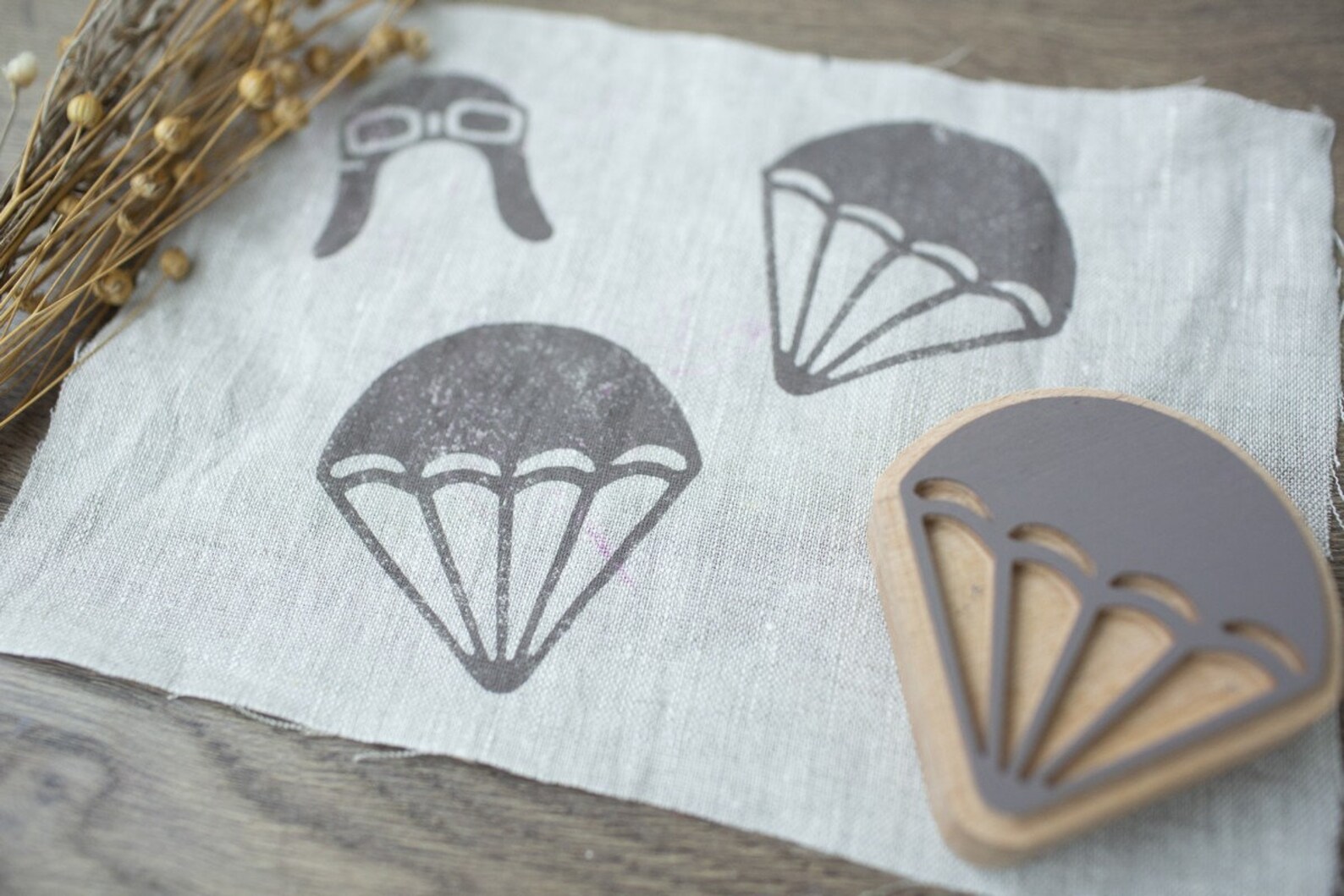 Parachute Stamp Parachute Print Wooden Stamp Fabric Stamp - Etsy