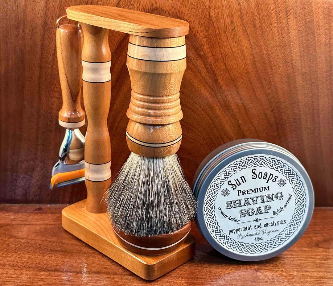 Deluxe MAGNETIC Handcrafted Swoosh Cherry/maple Shaving Kit - Etsy