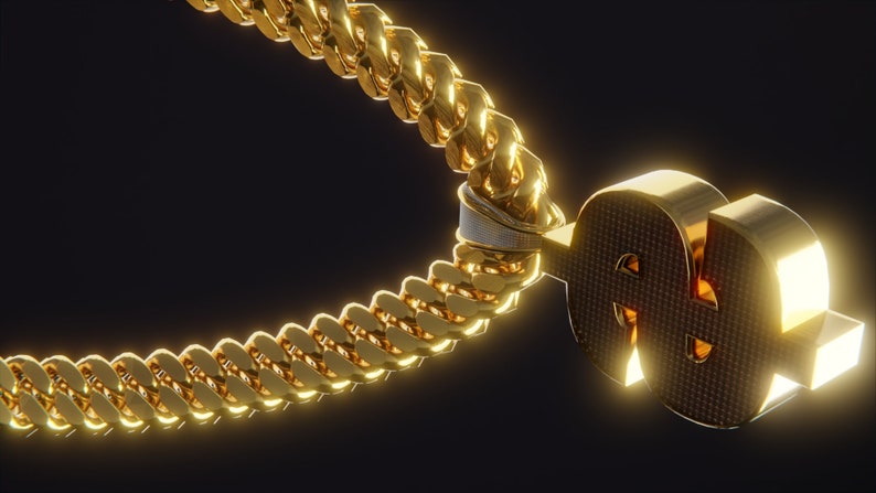 Cash Symbol Diamond Chain - 3D Model File - Etsy