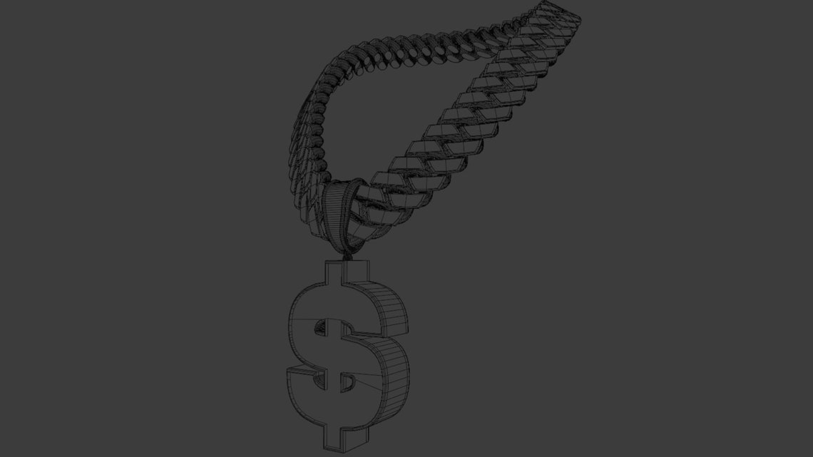 Cash Symbol Diamond Chain - 3D Model File - Etsy