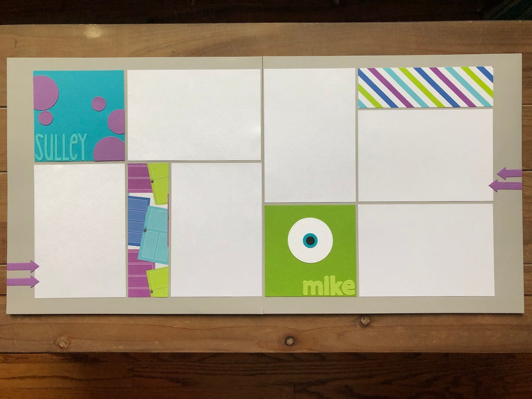 Monsters Inc Scrapbook Layout, Pre Made Scrapbook Page, Premade Layout ...