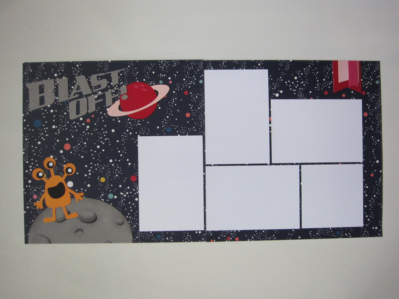 Pre Made Outer Space Scrapbook Page/premade Space Scrapbook Layout ...