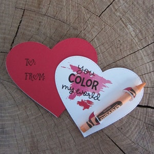 Classroom Valentine (6)/school Valentine/art Party Favor/crayon ...
