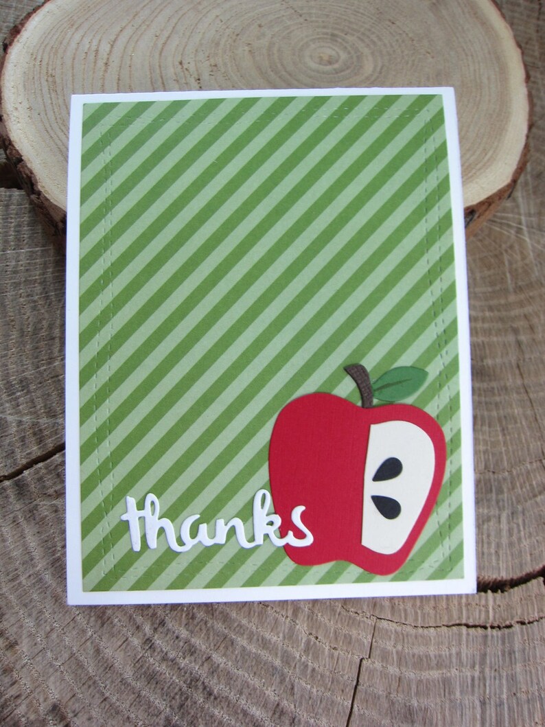 Teacher Thank You Card/apple Thank You Card/teacher Card/thanks Card - Etsy