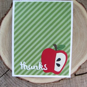 Teacher Thank You Card/apple Thank You Card/teacher Card/thanks Card - Etsy
