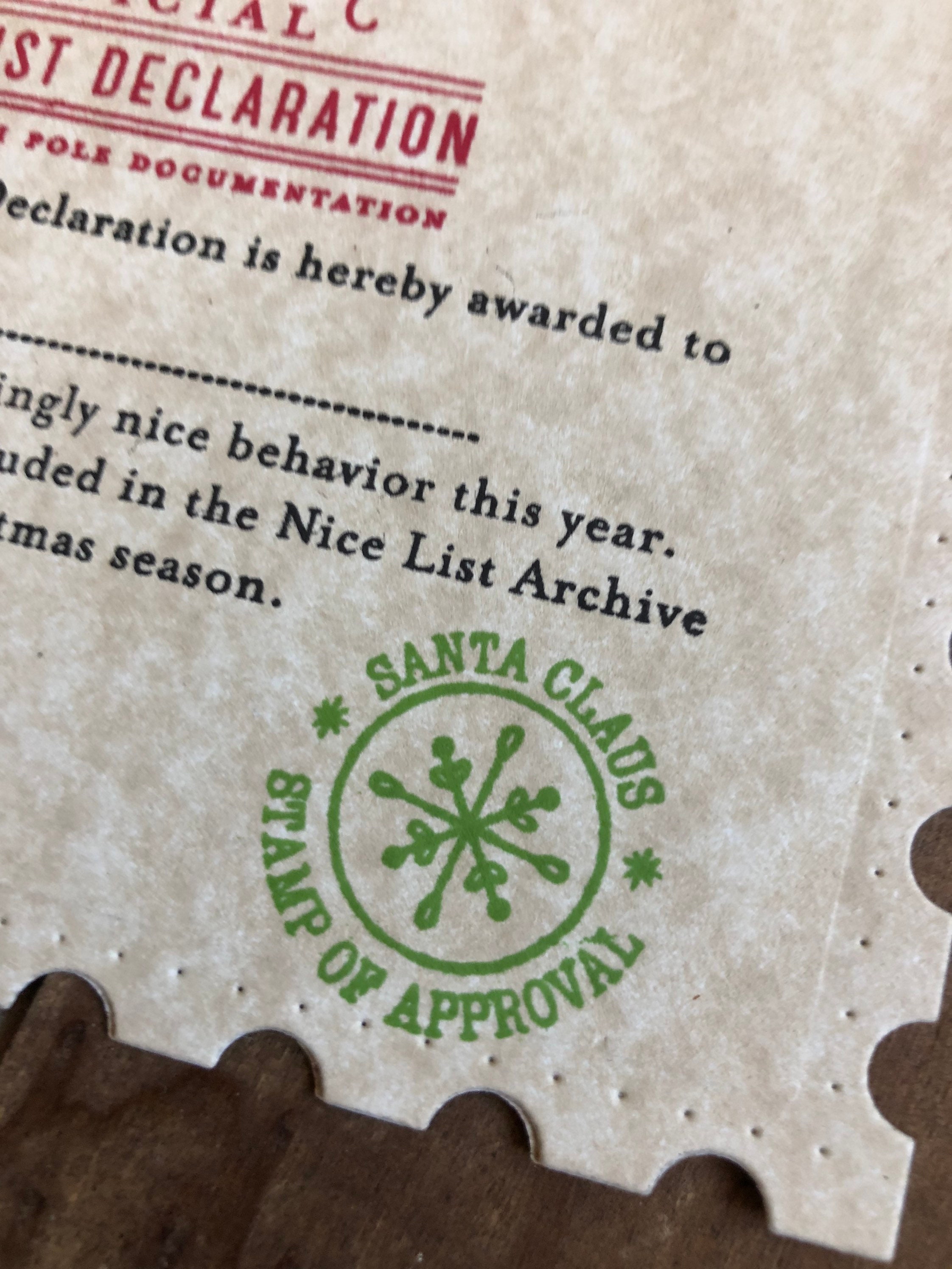 Nice List Card 2/from the Desk of Santa/nice List Declaration/christmas ...