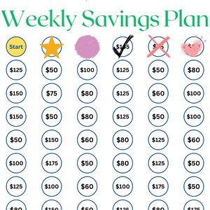 5K Dollar Money Savings Challenge Printable, 52 Week Money Tracker ...