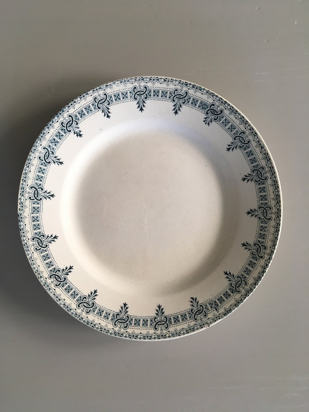 Antique French Ironware "terre De Fer" Boëtie China Plate Blue - Etsy