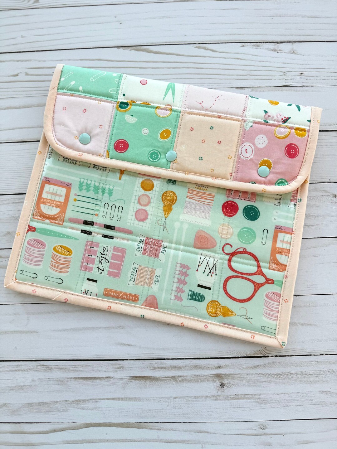 Patchwork Vinyl Front Project Bag, Quilted Cross Stitch Project Bag - Etsy