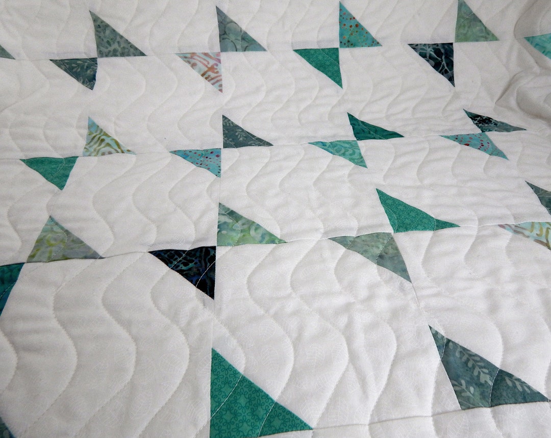 Modern Baby Quilt in Aqua Blue With White, New Baby Gift, Gender ...