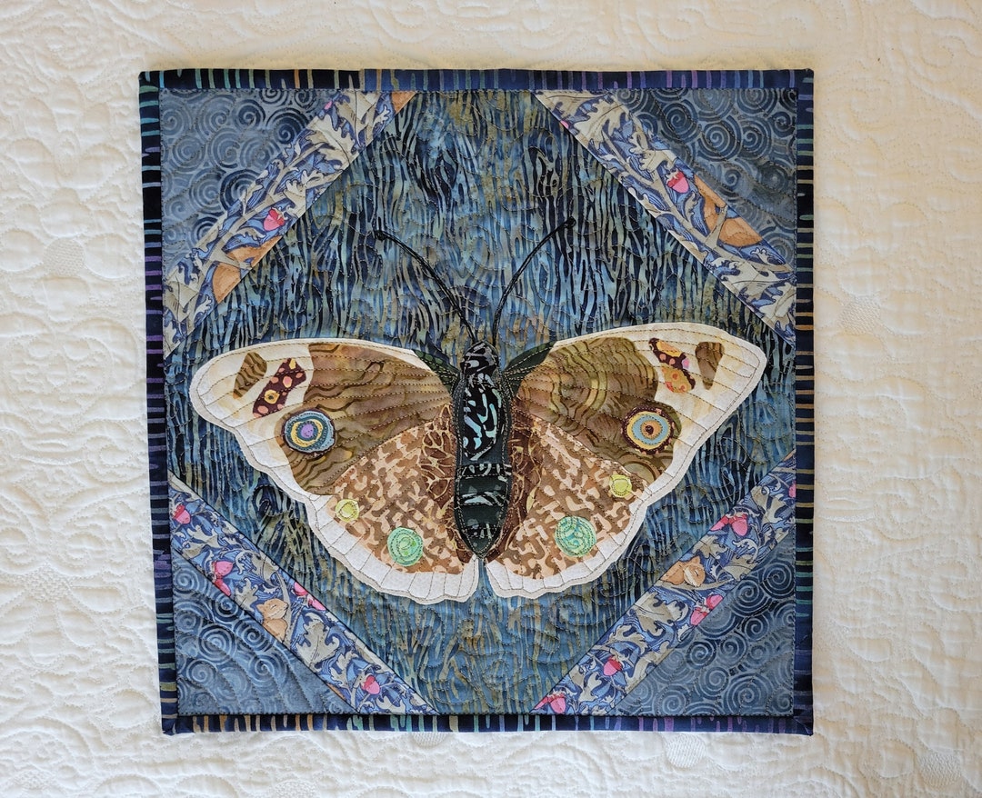 Fabric Wall Art Quilted, Fabric Collage Wall Hanging, Colorful ...